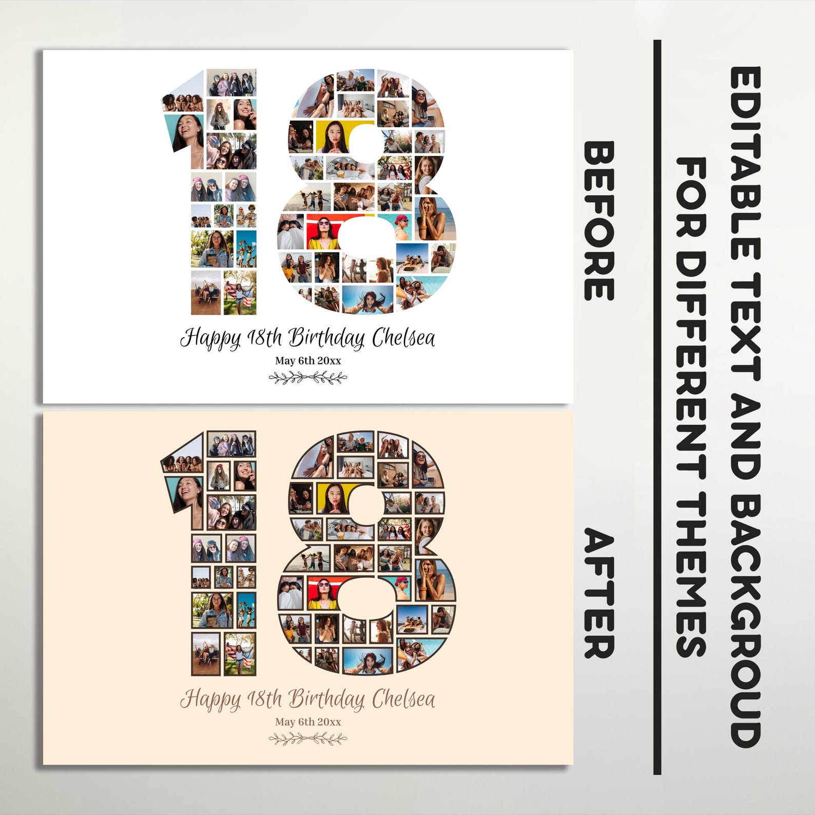 18th Birthday Photo Collage Template: Printable Keepsake (canva ...