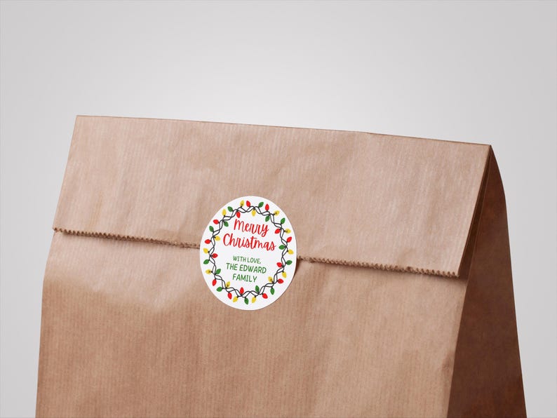 Editable Christmas Gift Tags | Circle Lights Holiday Labels ...