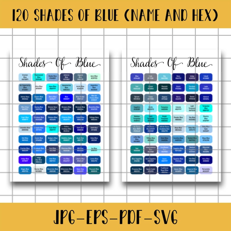 120 Color Names and Shades, Blue Color Hex Name PNG, Shades of Blue ...