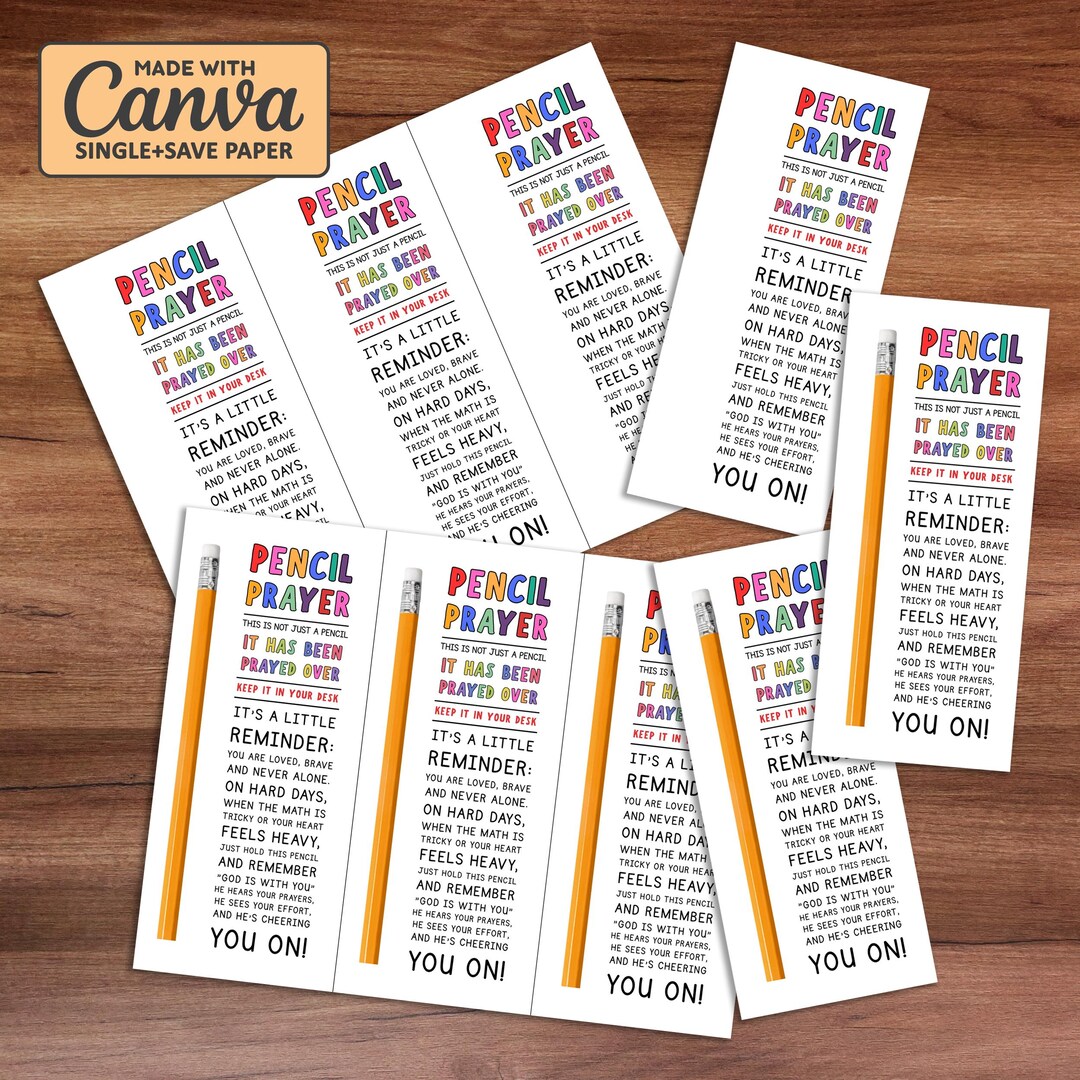 Christian Pencil Prayer Card Printable for Students and Teachers for ...