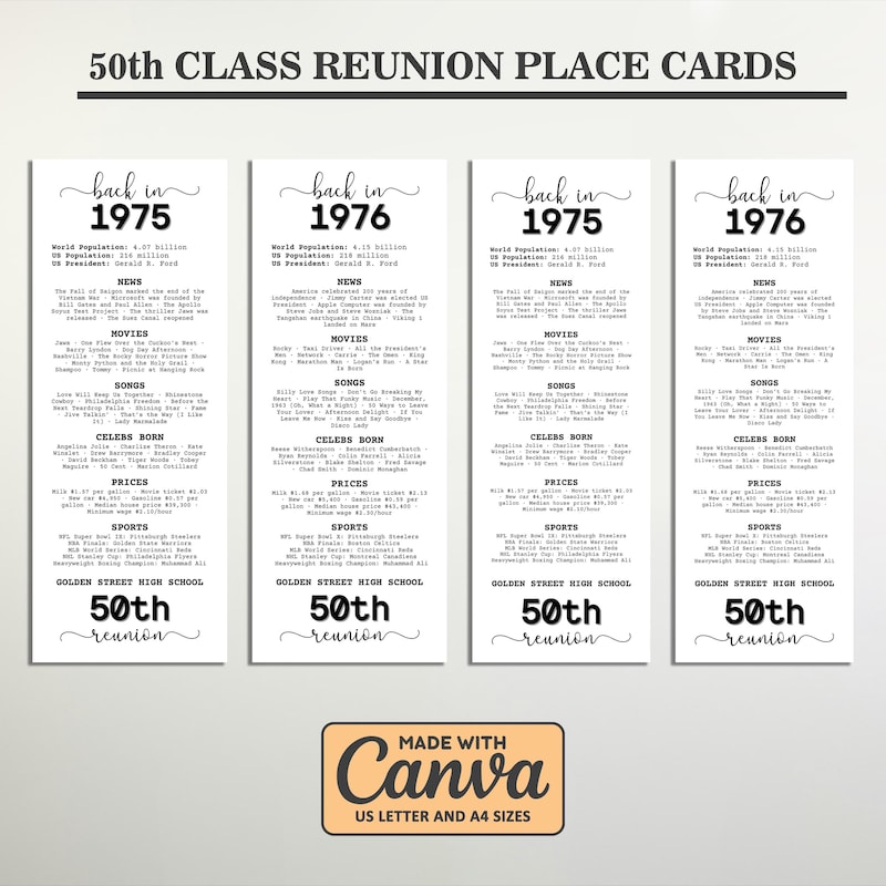 Time of Class Reunion - Etsy