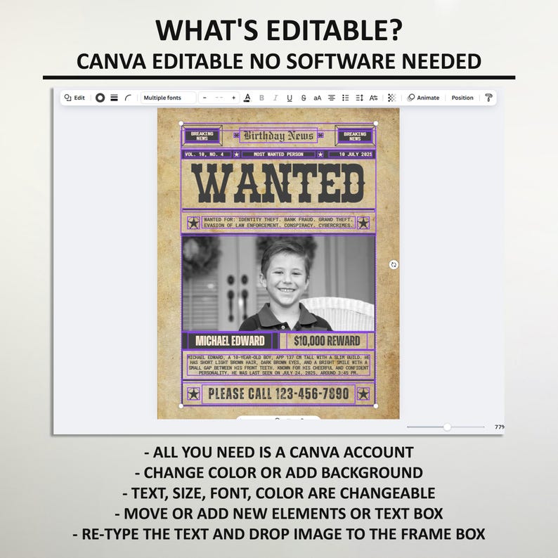 Wanted Sign Posters Canva Template | Printable Custom Editable Outlaw ...