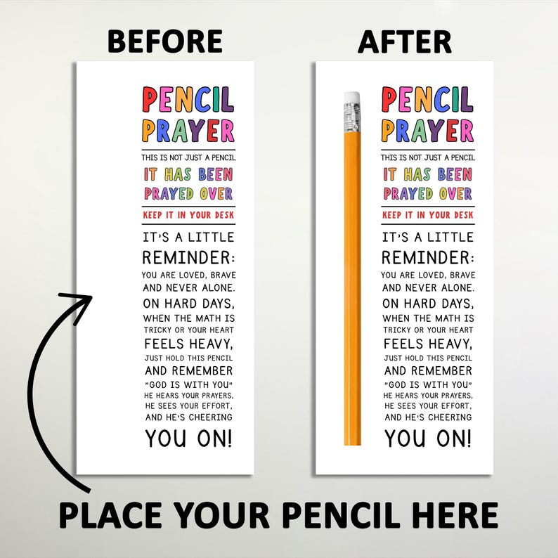 Christian Pencil Prayer Card Printable for Students and Teachers for ...