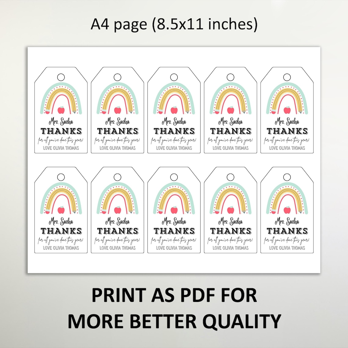 Editable Teacher Appreciation Week Gift Tags Thank You Teacher Gift Tag ...