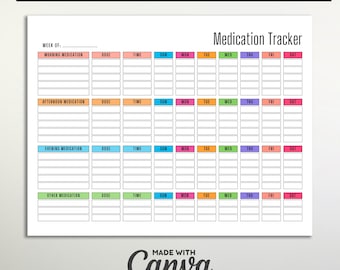 Printable Medication Schedule, Weekly Medication Tracker, Morning ...