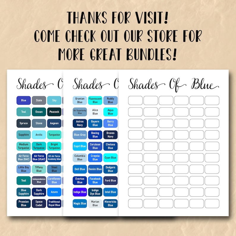 120 Color Names and Shades, Blue Color Hex Name PNG, Shades of Blue ...