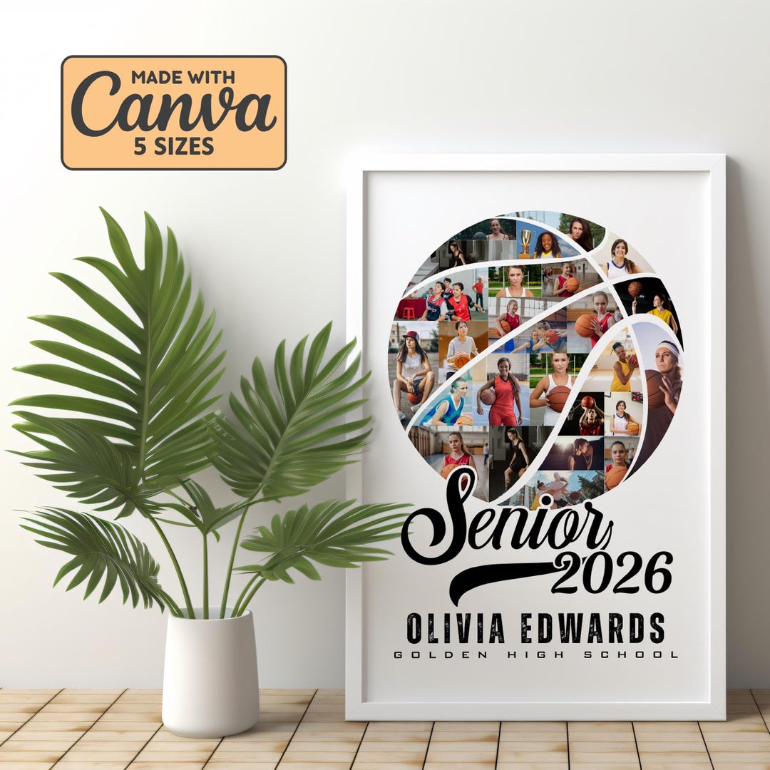 Basketball 2026 Senior Photo Collage, Sport Gift Idea, Photo Gift for ...