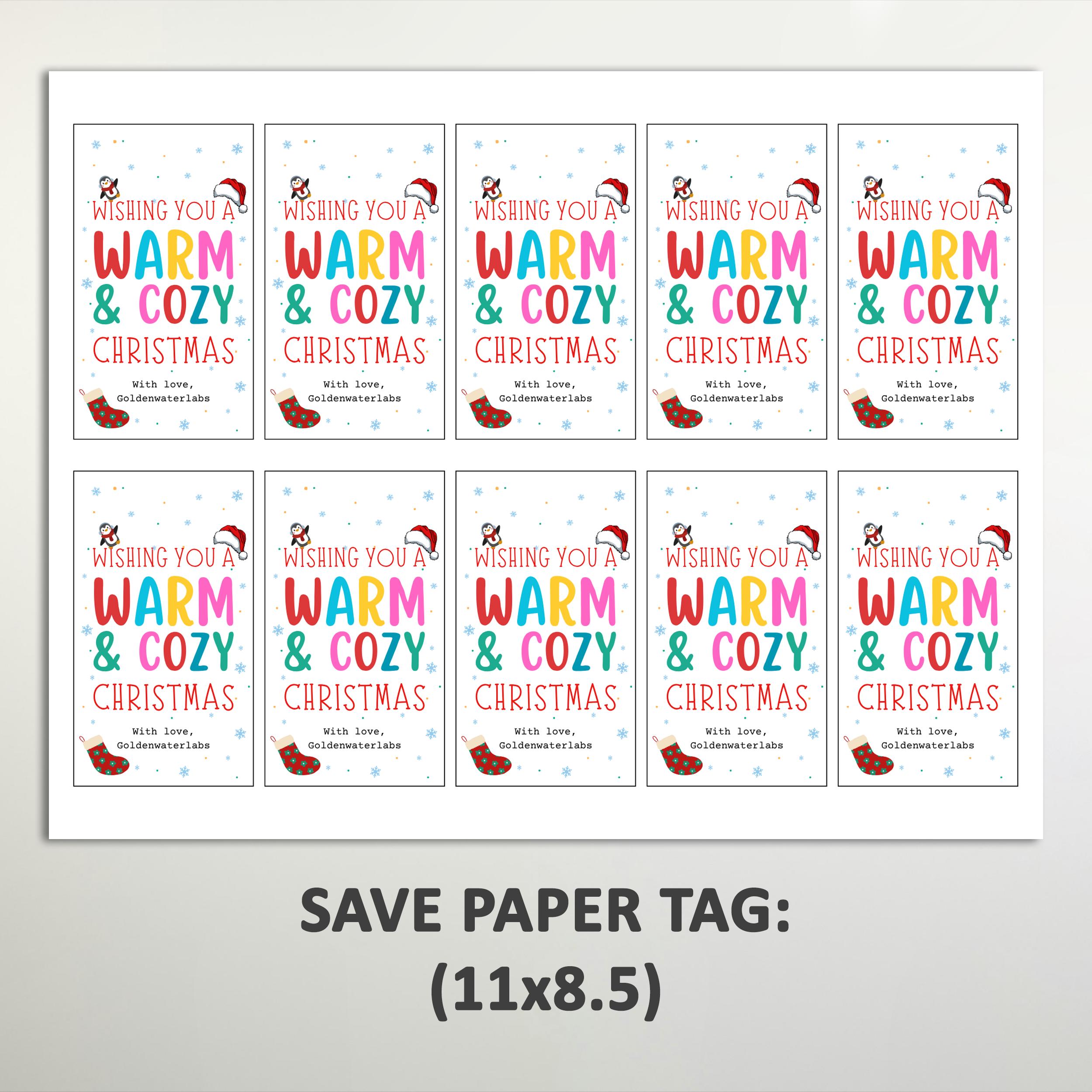 Wishing You a Warm and Cozy Christmas Gift Tag Printable, Fuzzy Socks ...