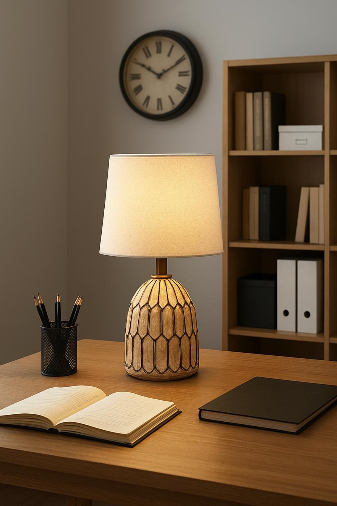 Rustic Ceramic Table Lamp Set, Boho Farmhouse Decor, 13.5" Small Lamp ...
