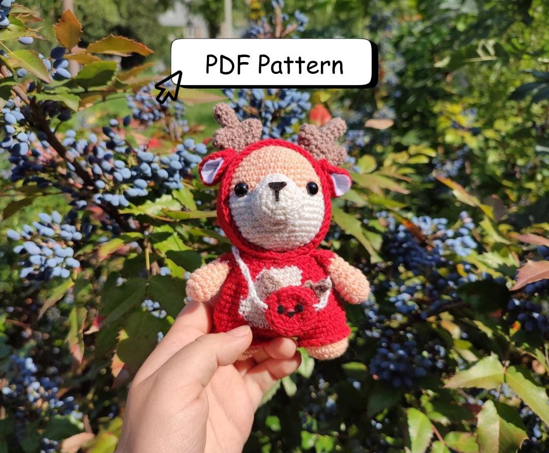 Crochet Fox in Reindeer Costume, Amigurumi PDF Pattern - Etsy