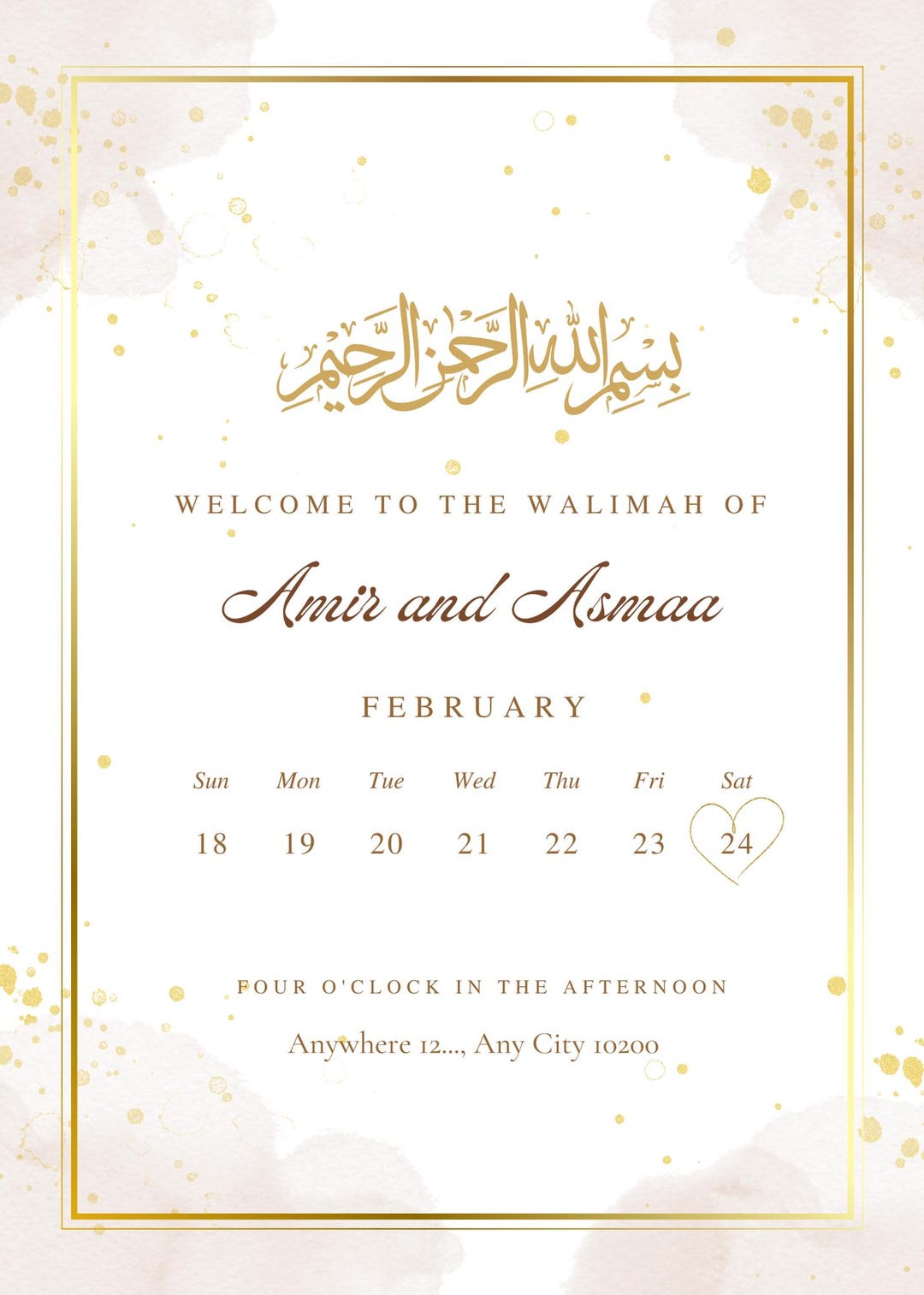 Editable Wedding/walimah Invitation Template Instant Download - Etsy