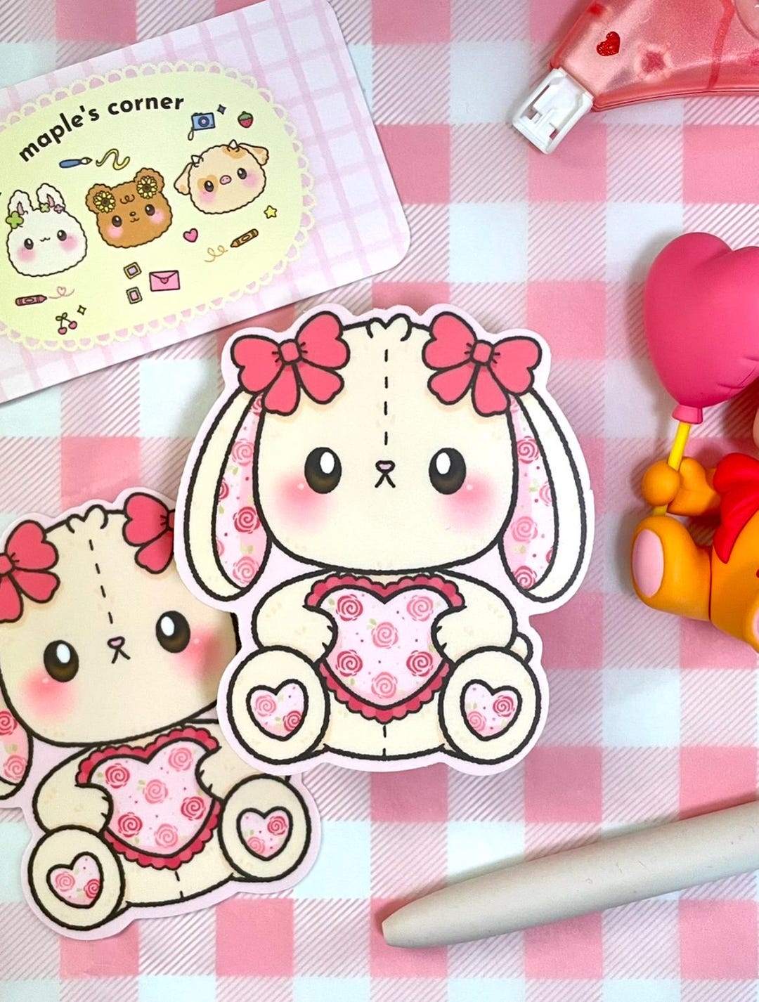 Floral Bunny Sticker | Plushie Style, Waterproof Vinyl - Etsy