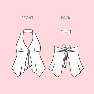 Halter Neck Babydoll Top Sewing Pattern, Halter Neck PDF Pattern, Tie ...