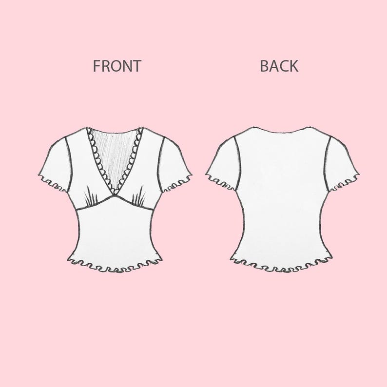 Lace Frill Top Sewing Pattern, Y2K Crop Top Sewing Pattern, Trendy Top ...