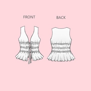 Ruffle Tied up Top Sewing Pattern, Crop Top Pattern Women, Blouse ...