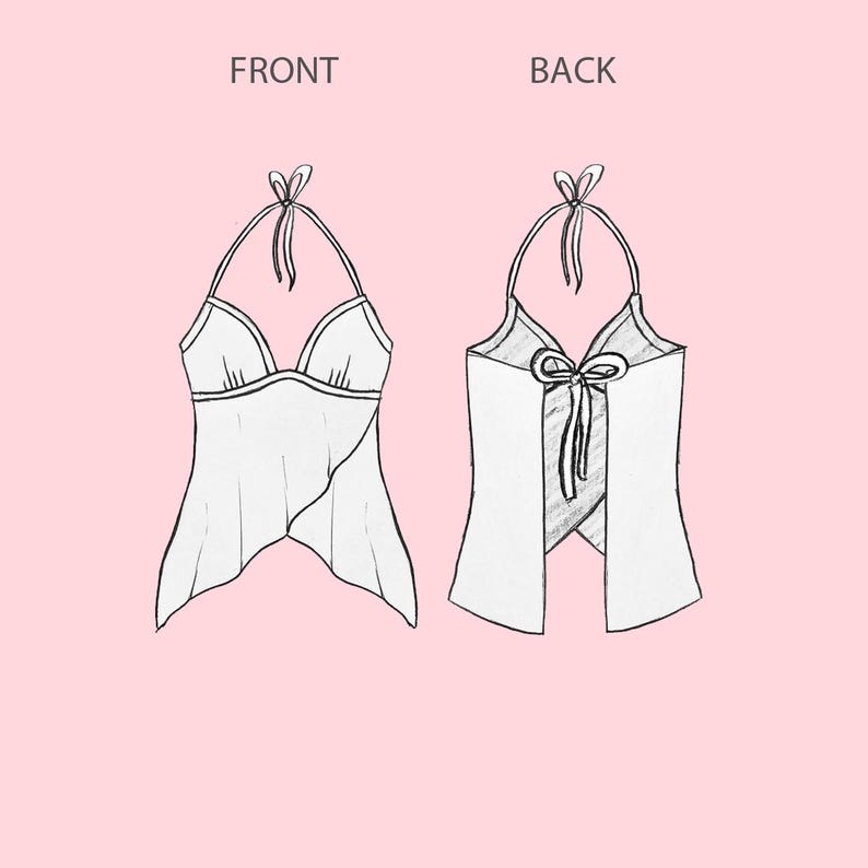 Halter Neck Babydoll Sequins Top Sewing Pattern, Halter Neck PDF ...