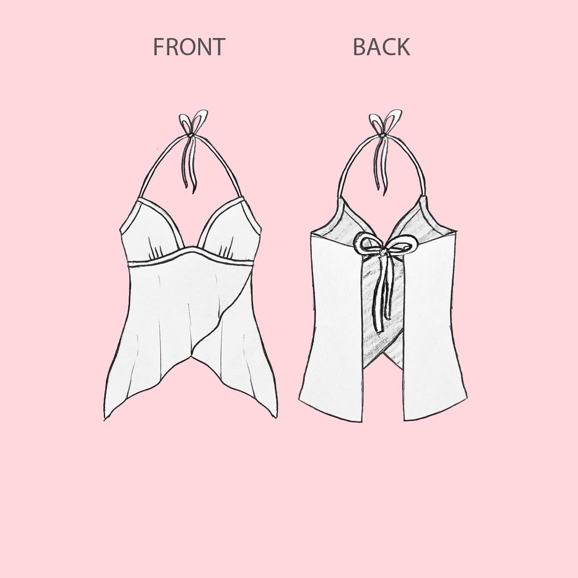 Halter Neck Babydoll Sequins Top Sewing Pattern, Halter Neck PDF ...