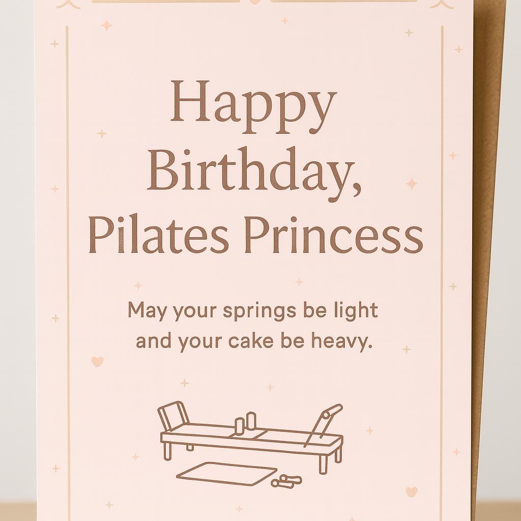 Pilates Birthday Card Printable – Funny Pilates Reformer Birthday Card ...