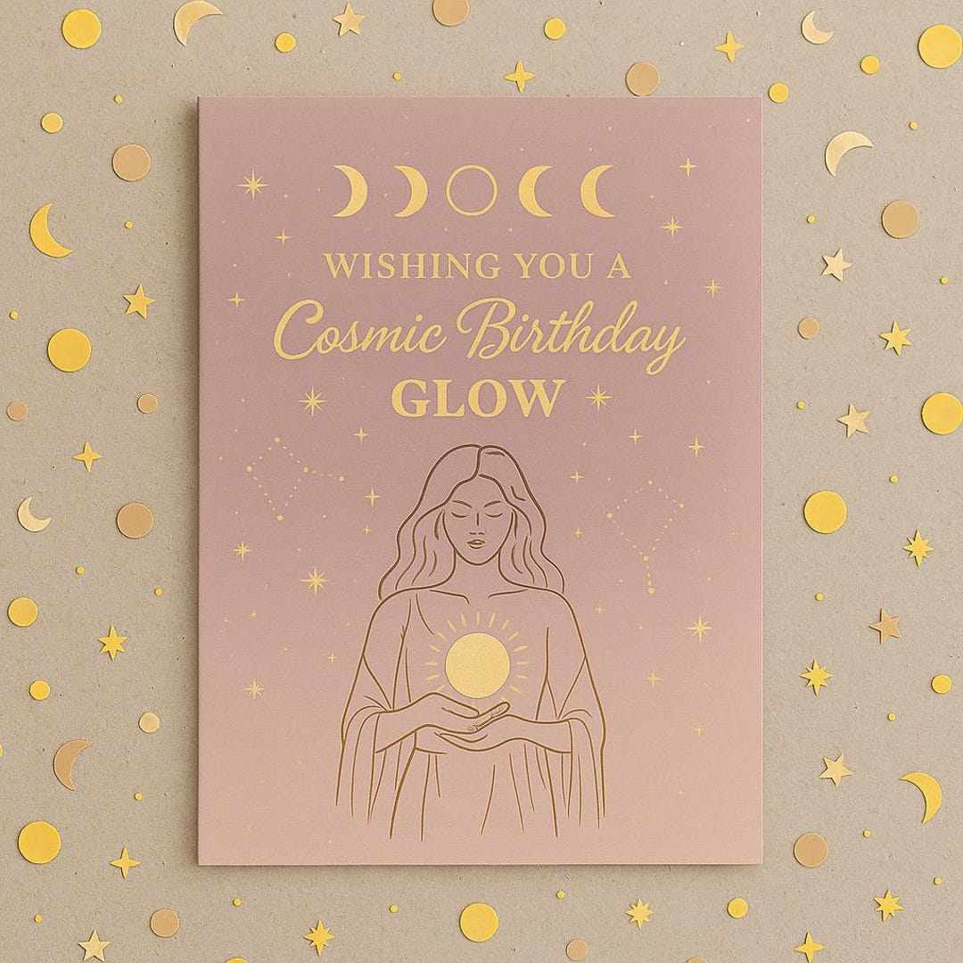 Celestial Birthday Card Printable Astrology Card for Her Moon and Stars ...
