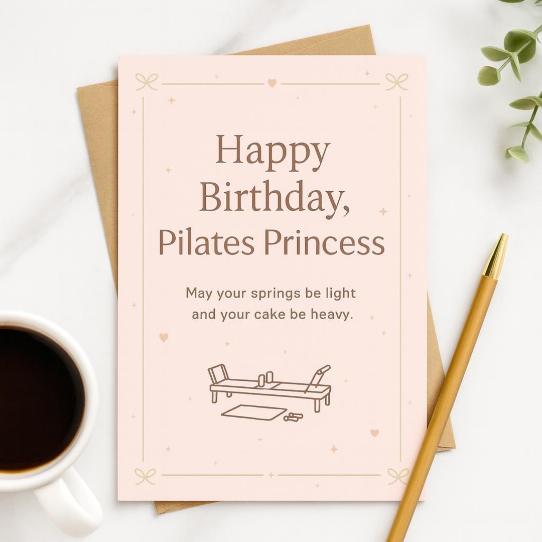 Pilates Birthday Card Printable – Funny Pilates Reformer Birthday Card ...