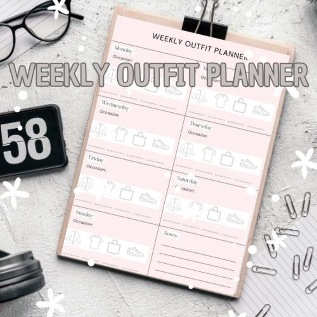 Daily & Weekly Outfit Planner Printable Wardrobe Organizer Fashion ...
