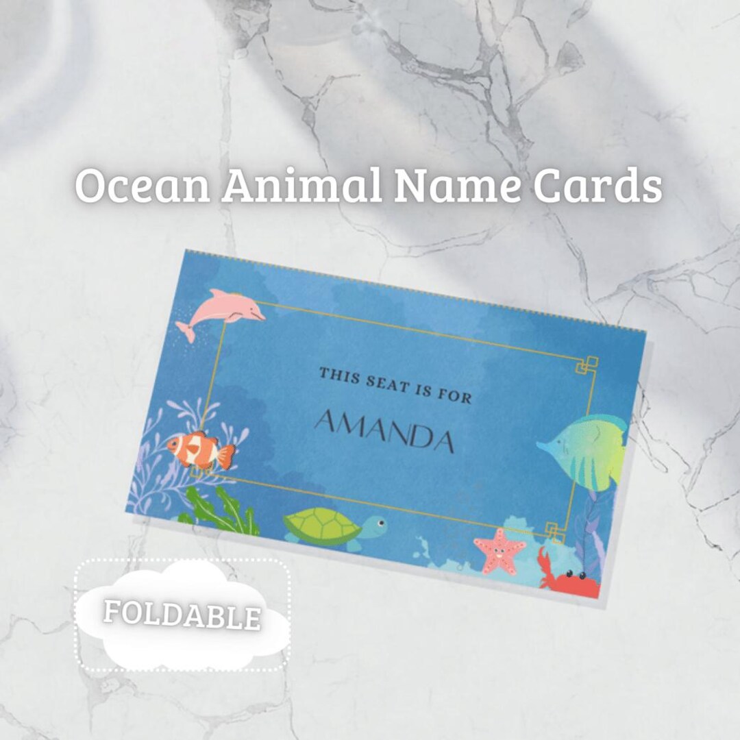 Editable Ocean Theme Name Cards Printable Place Cards Under the Sea ...