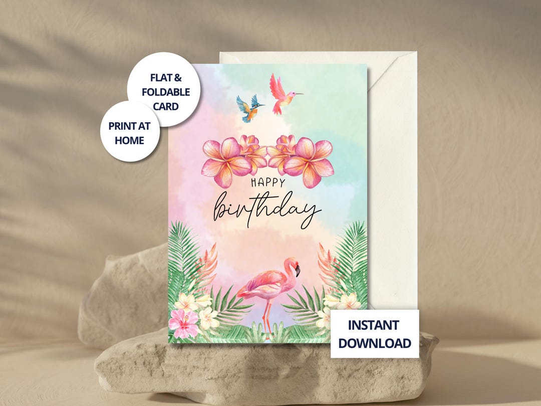 Tropical Birthday Card for Her, Tropical Birthday Personalized, Summer ...