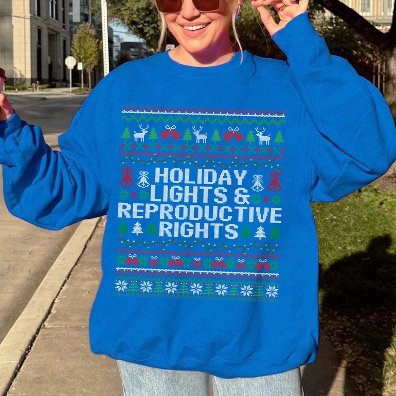 Christmas Lights & Reproductive Rights Sweatshirt, Abortion Rights Xmas ...