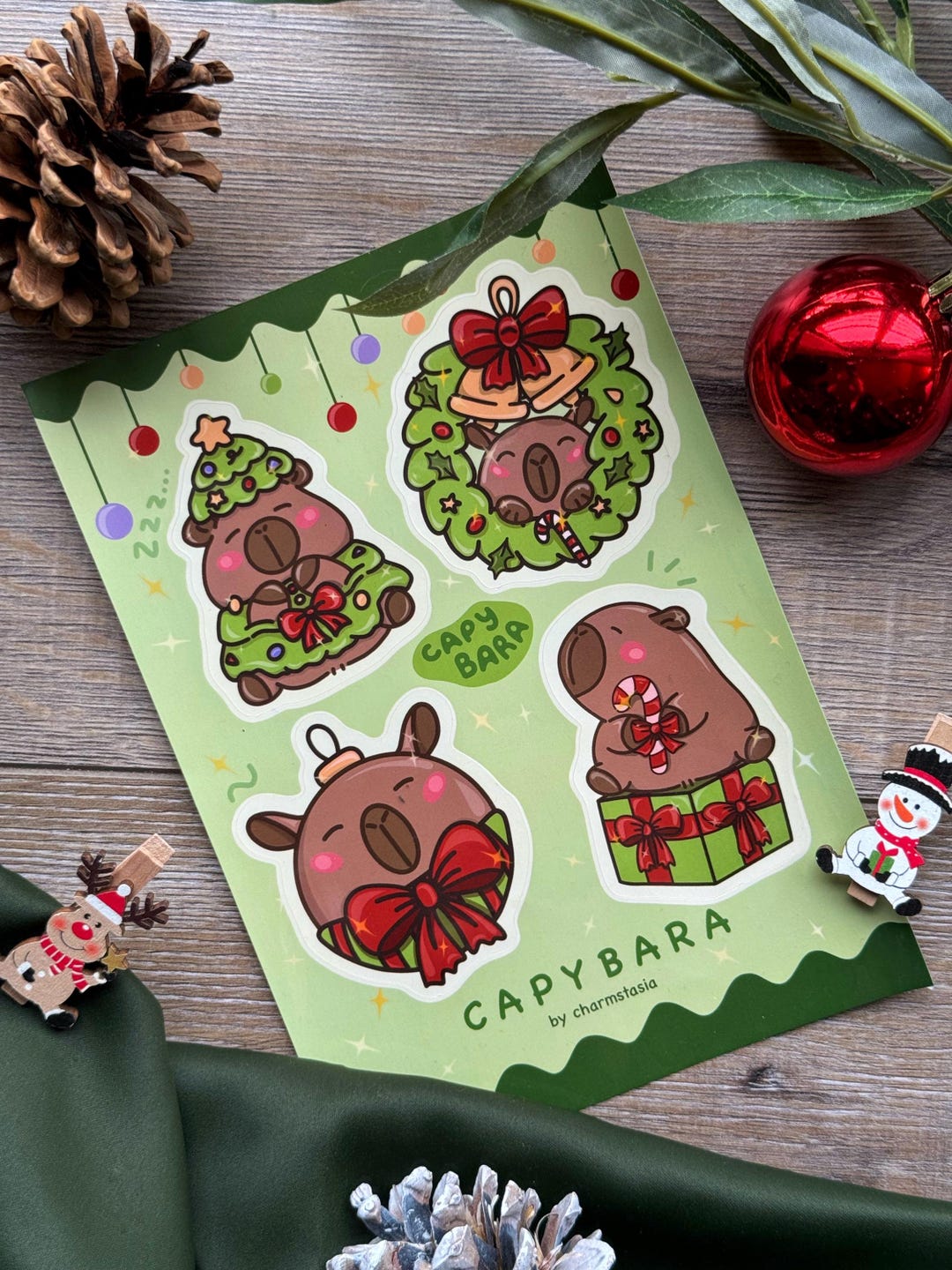 Christmas Capybara Sticker Pack - Etsy