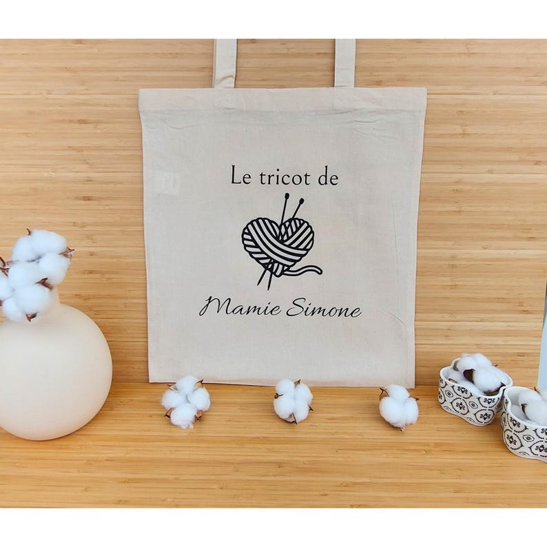 Tote Bag " Le Tricot De Mamie " - Sac En Coton à Personnaliser Avec ...