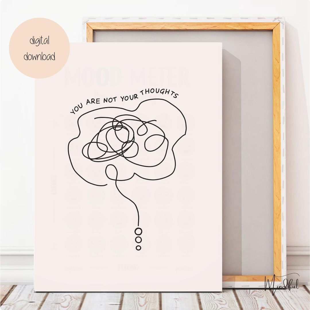 Minimalist Mental Health Poster, You Are Not Your Thoughts Print ...