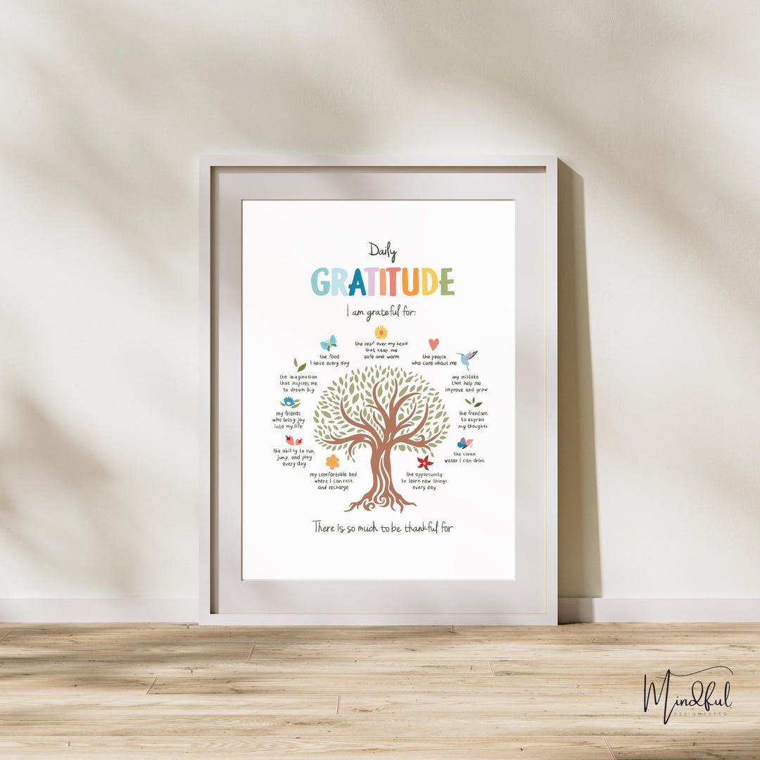 Daily Gratitude Tree Digital Printable Wall Art Mindfulness and ...