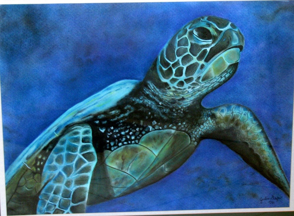 Sea Turtle Original Pastel, Sea Turtle, Sea Turtle Artwork Framed ...