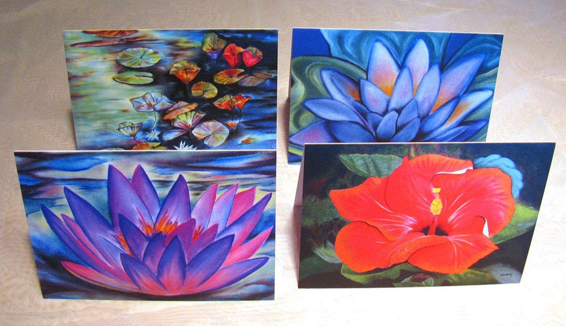 4 Pack Art Greeting Cards Original Art Cards Art Greeting - Etsy