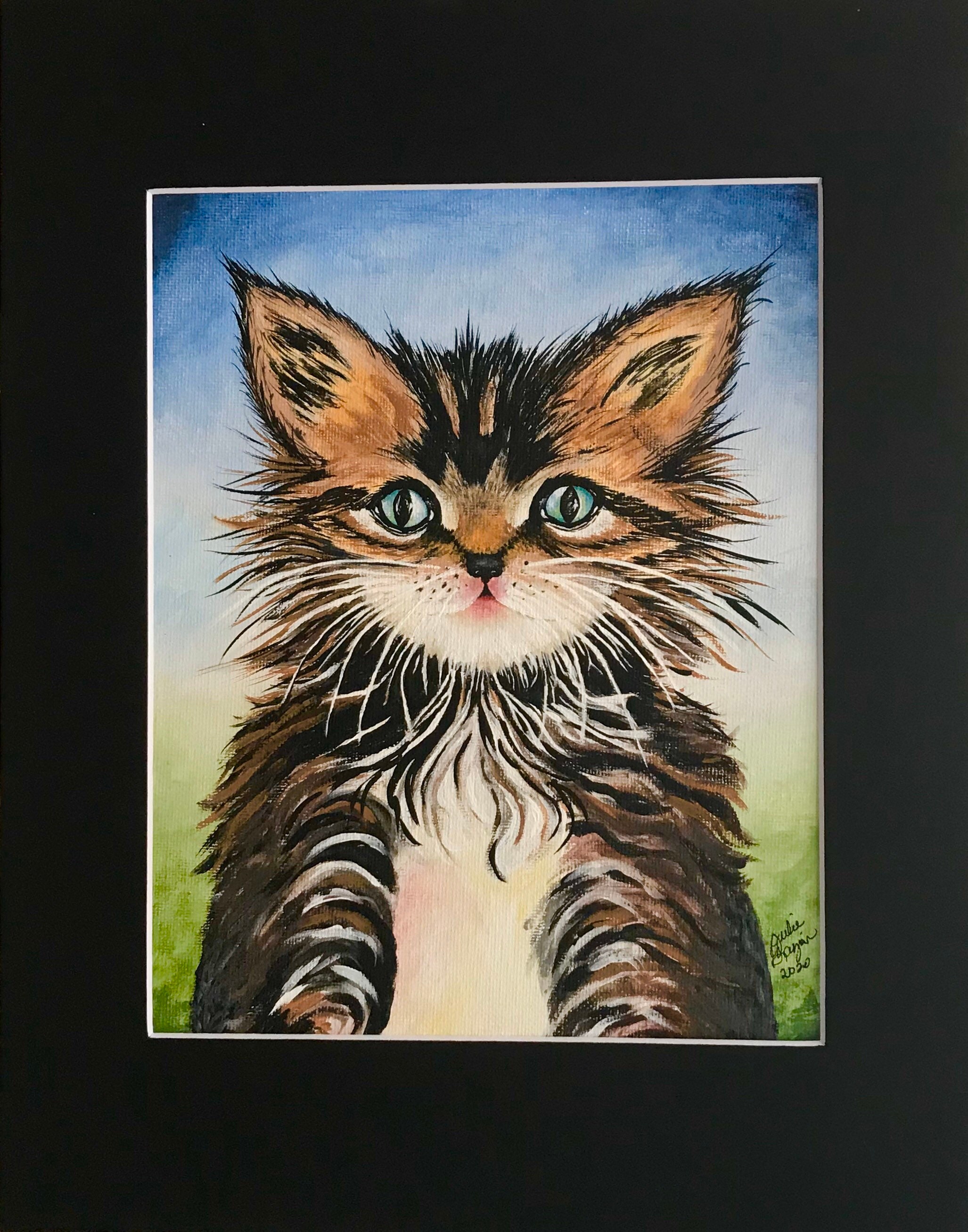 Baby Kitten Painting, Kitten Acrylic Painting, Striped Baby Kitty ...
