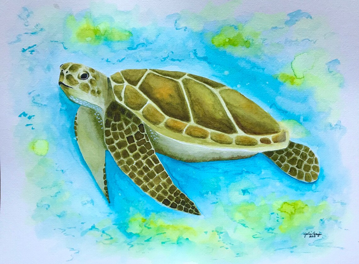 Original Watercolor Sea Turtle, Sea Turtles, Watercolor Sea Life ...