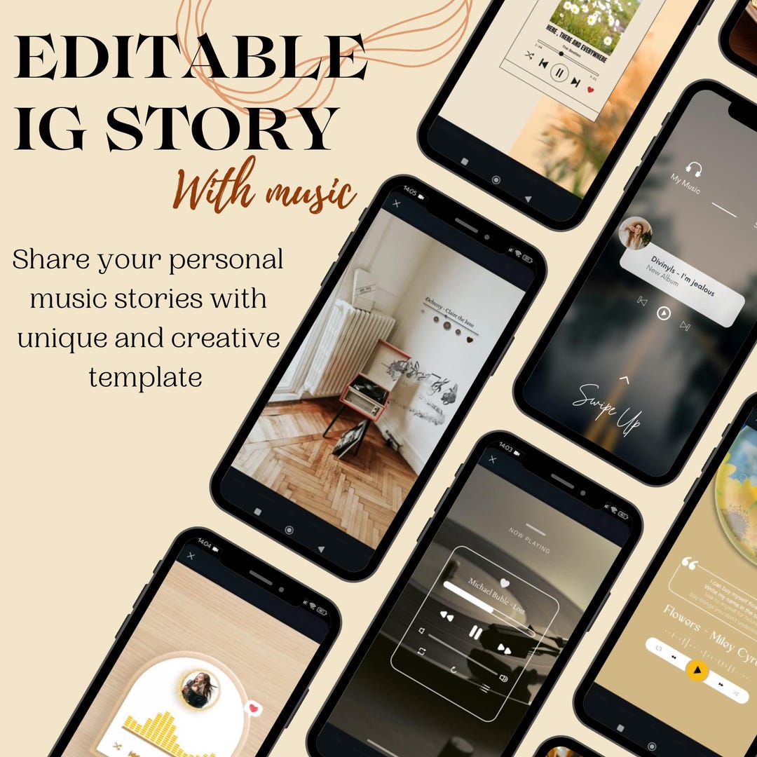 10 Editable Beige Lyric Template Bundle for Instagram | Minimalist ...
