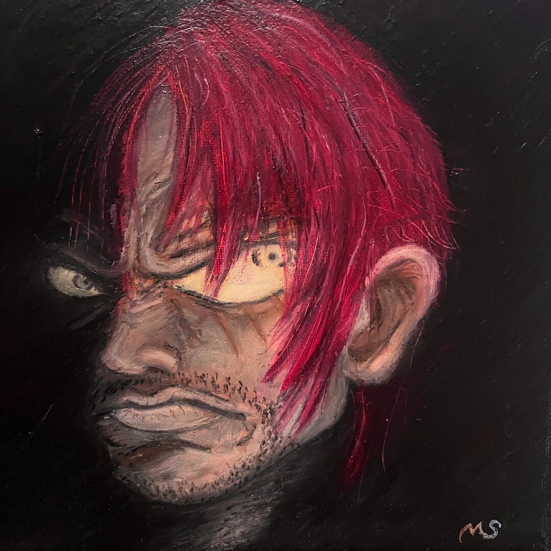 One Piece Inspired Oil Painting - Shanks - Red Hair Shanks - One Piece ...