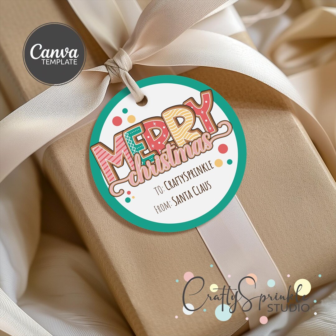 Editable Gift Tag Canva Template Christmas Label or Sticker Holiday ...