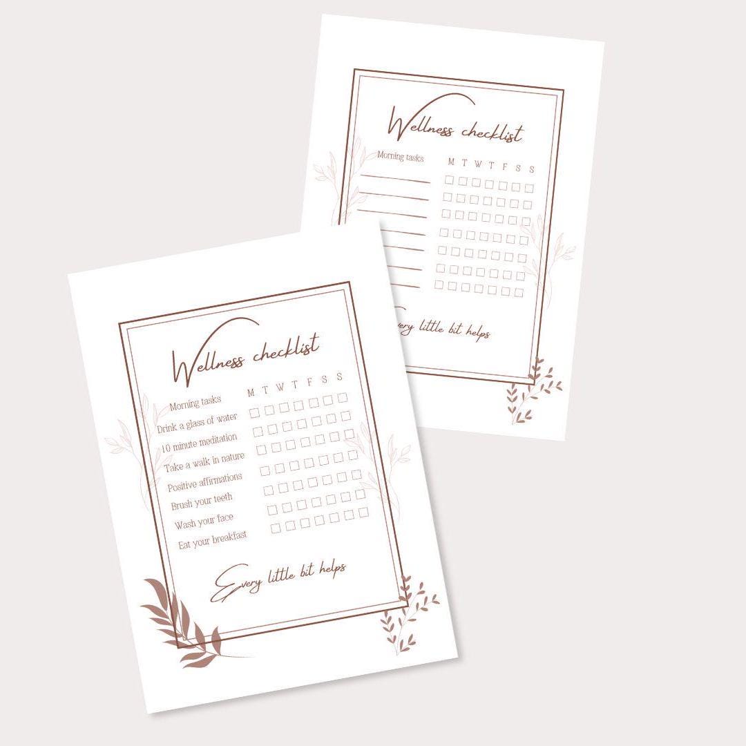 A4 Wellness Checklist, PDF Weekly Wellness - Etsy