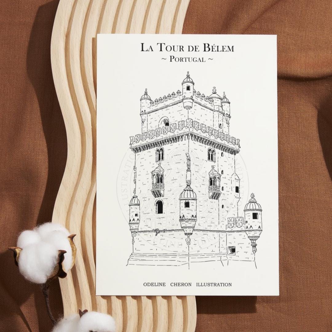 Belem Tower - Poster Illustration Drawing A4 A3 - Etsy