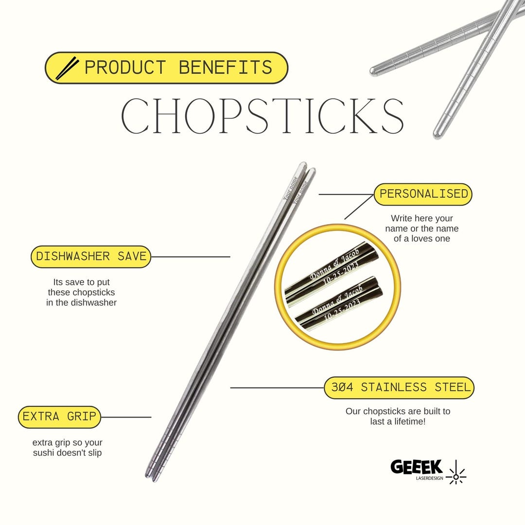 Chopsticks Set Engraved With Your Own Text Personalize Chopstick With ...