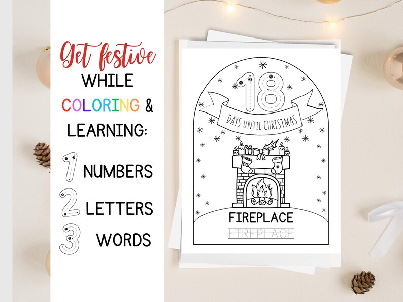 Christmas Countdown Coloring Pages Digital Download • Advent Calendar ...