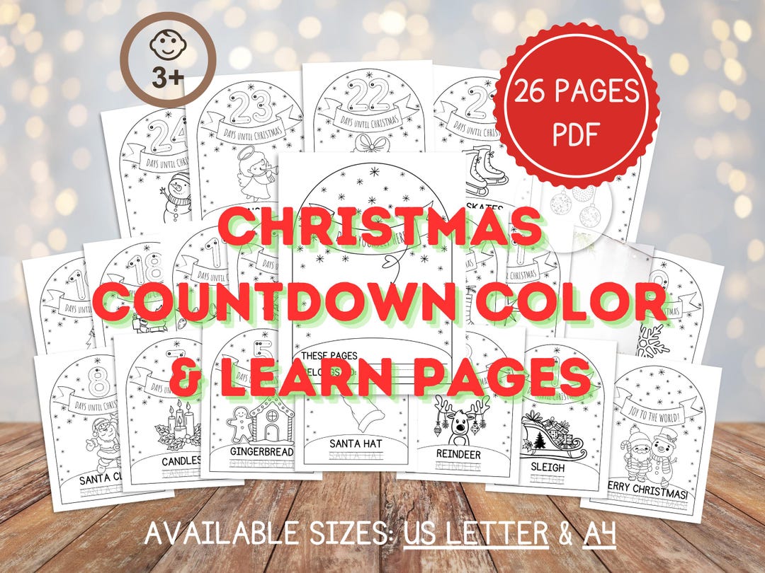 Christmas Countdown Coloring Pages Digital Download • Advent Calendar ...