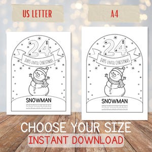 Christmas Countdown Coloring Pages Digital Download • Advent Calendar ...