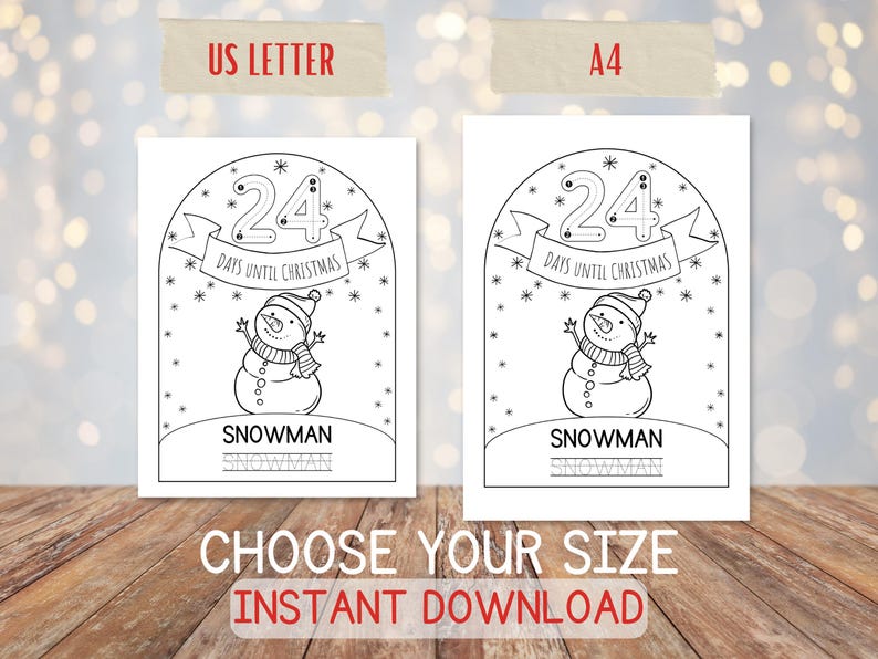 Christmas Countdown Coloring Pages Digital Download • Advent Calendar ...