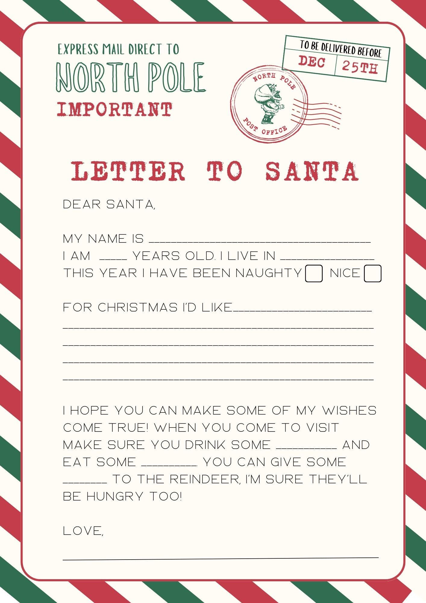 Letter to Santa Digital Download Printable - Etsy