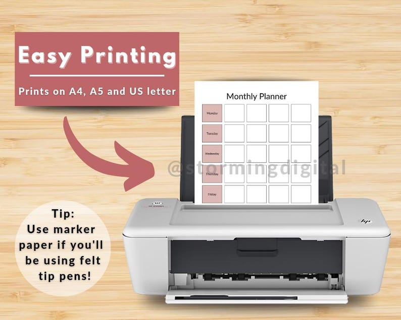 Minimalistic Monthly Organizer Printable Planner in Sizes A4, A5 and US ...