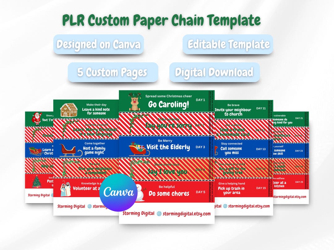 PLR Customisable & Printable Canva Paper Chain Garland Template for ...