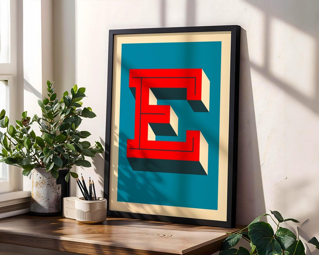 Typographic Letter E Digital Download Print, Alphabet Print - Etsy